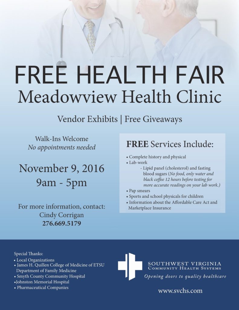Free Health Fair - November 9, 2016 - Southwest Virginia Community ...
